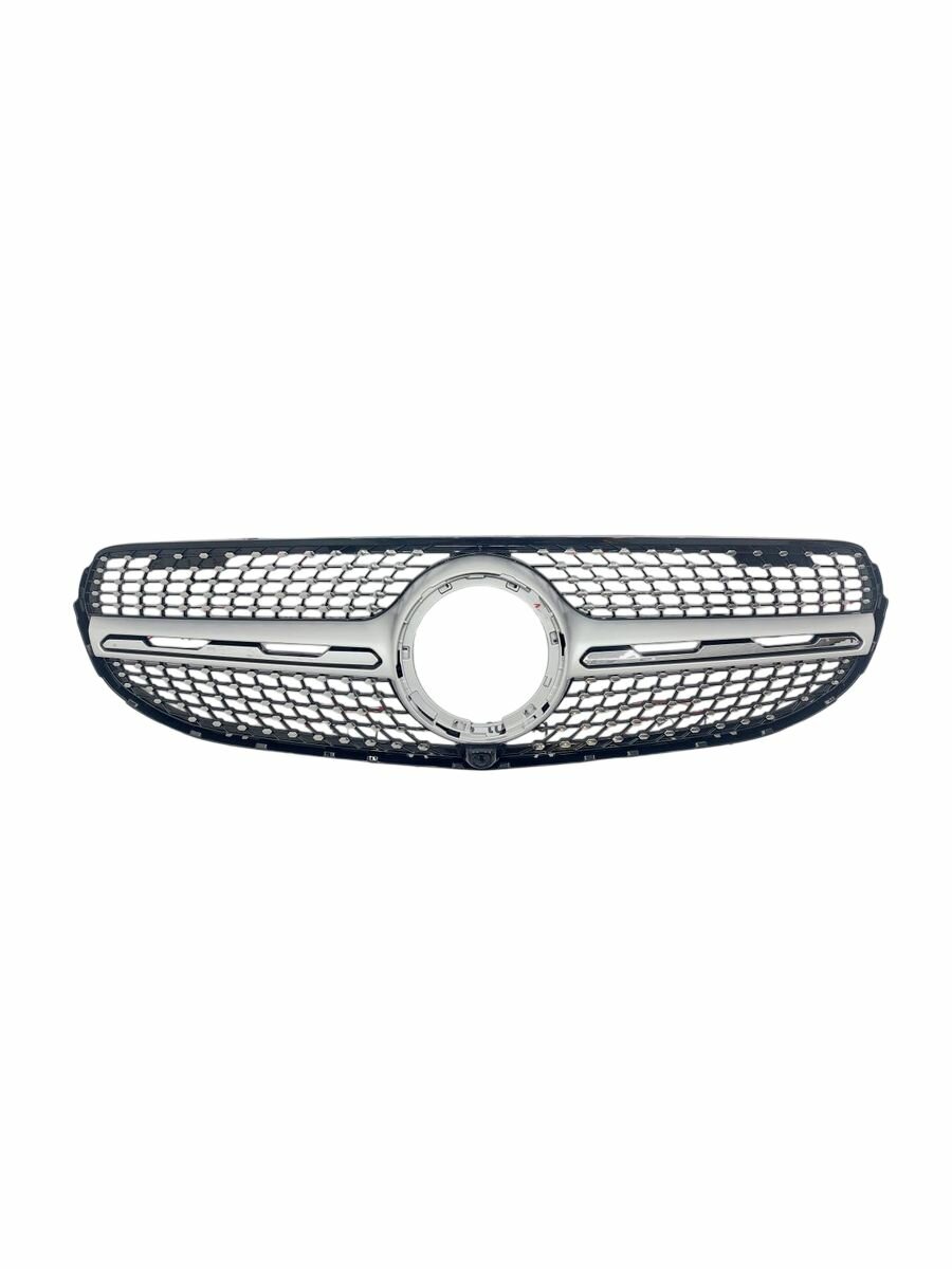 Решётка радиатора Mercedes GLC/GLC-Coupe X253/C253 рестайлинг Diamond Silver с разъёмом под камеру, не для AMG