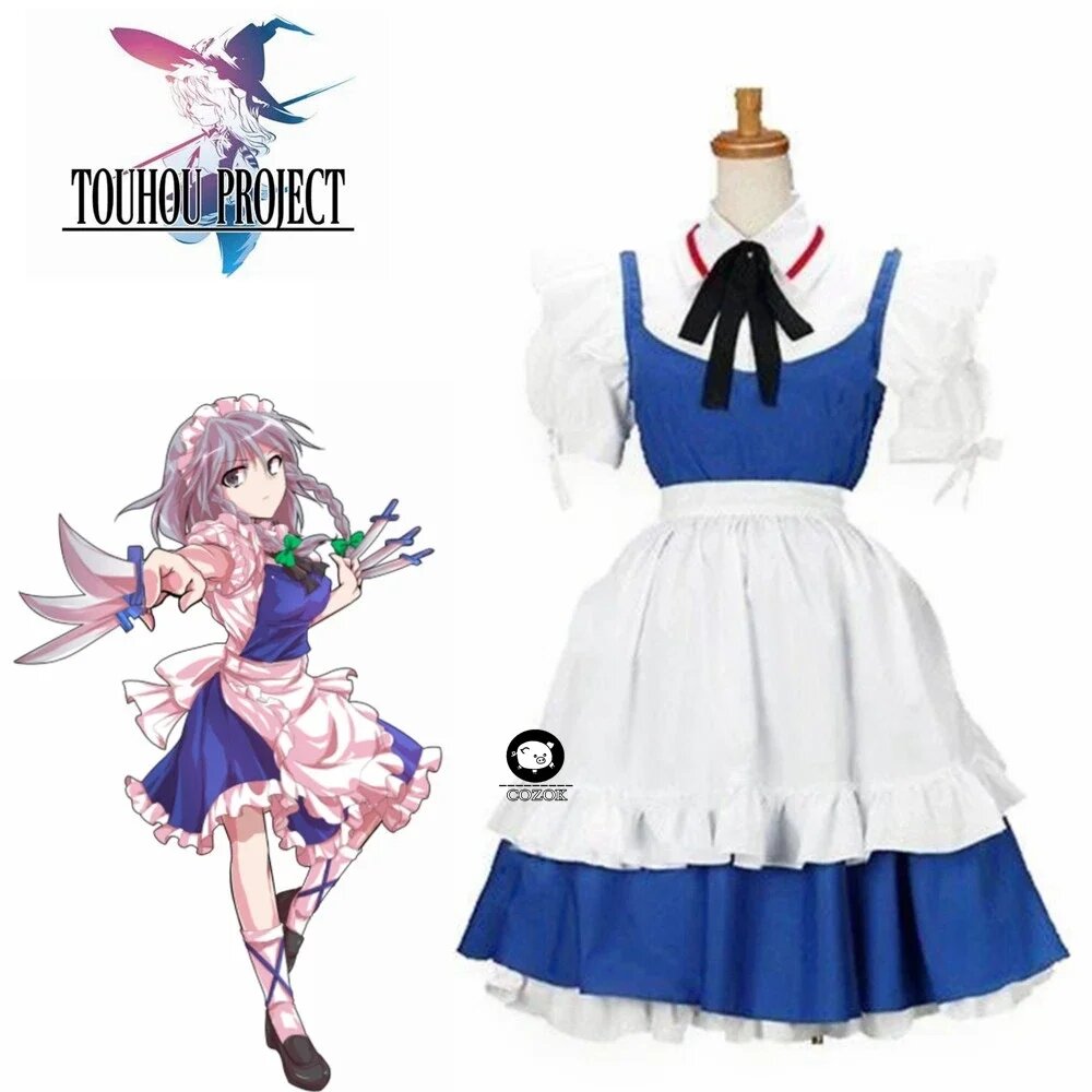 Косплей костюм Изayoi Sakuya синего цвета S