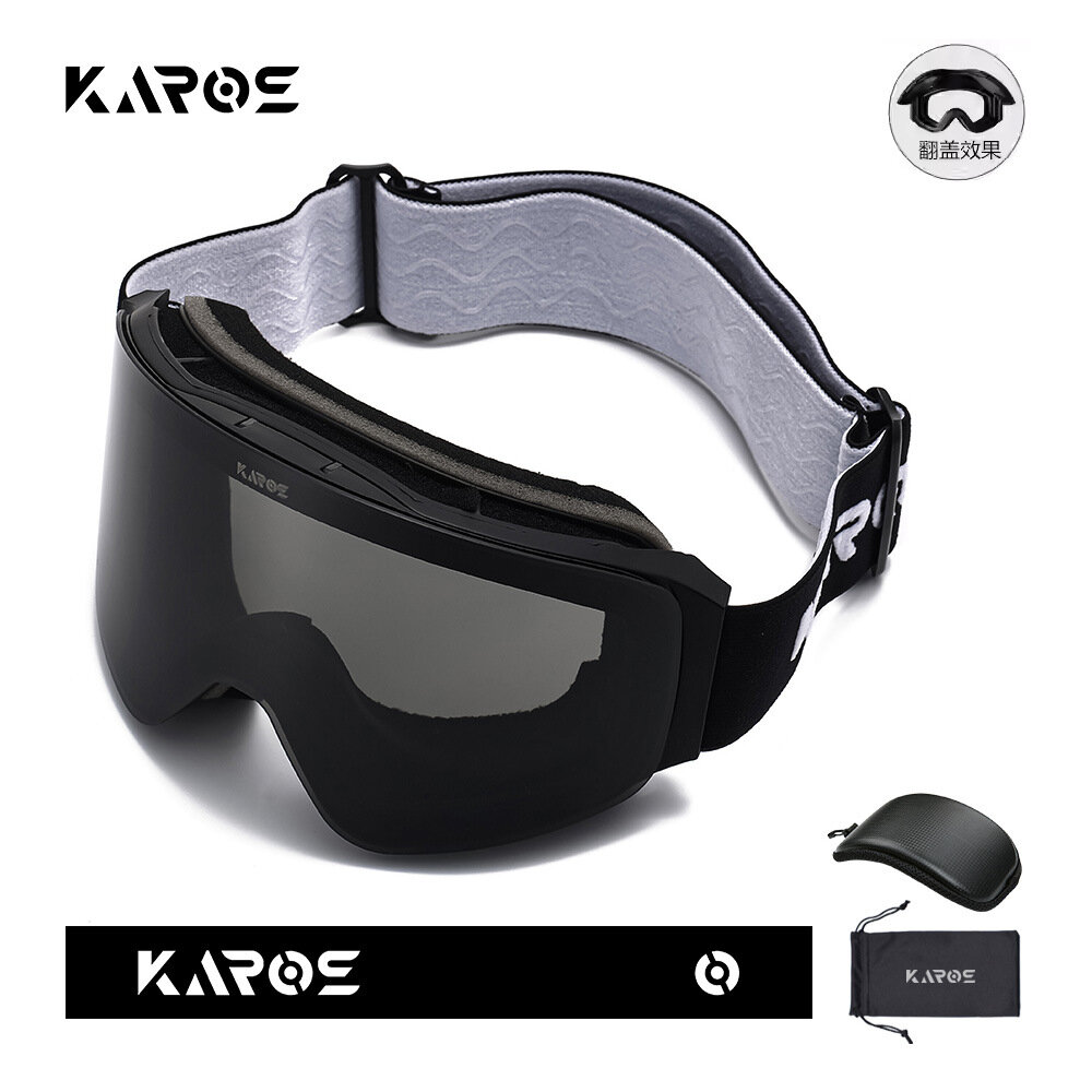 2026KAROS Складные лыжные очки с большим цилиндром, двойным слоем, антизапотевающие очки для сноуборда и лыж для мужчин и женщин с близорукостью