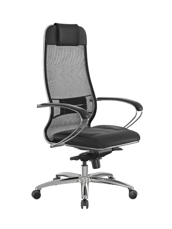 Офисное кресло METTA Samurai SL-1, экокожа, газлифт, хромированная рама, черное