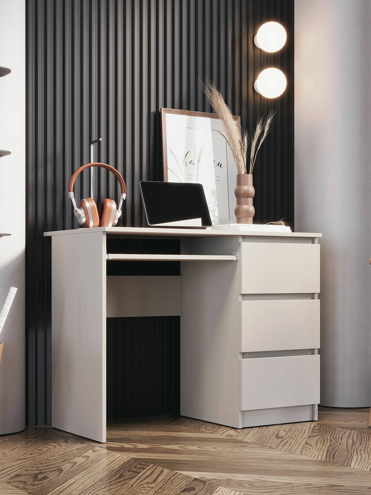 Стол компьютерный, письменный Челси с ящиками, 100.2х52.4х76.8 см, Кашемир