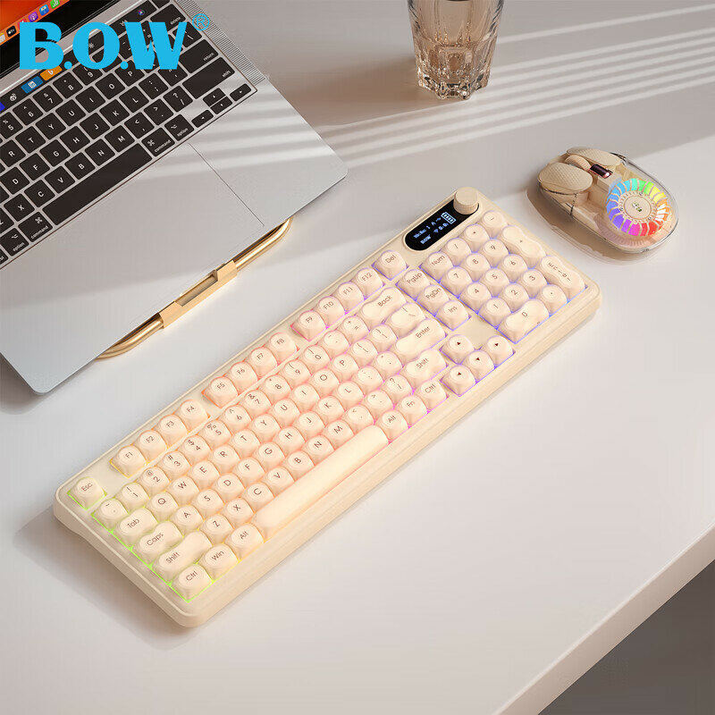 Клавиатура B.O.W K960 с жидким трирежимным механическим ощущением для офиса и игр беспроводная с зарядкой