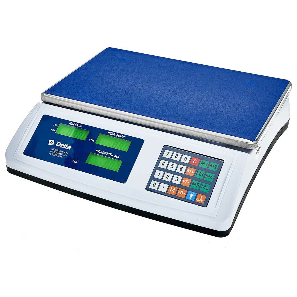 Весы электронные торговые настольные Delta до 50 кг ТВН-50 двухсторонние