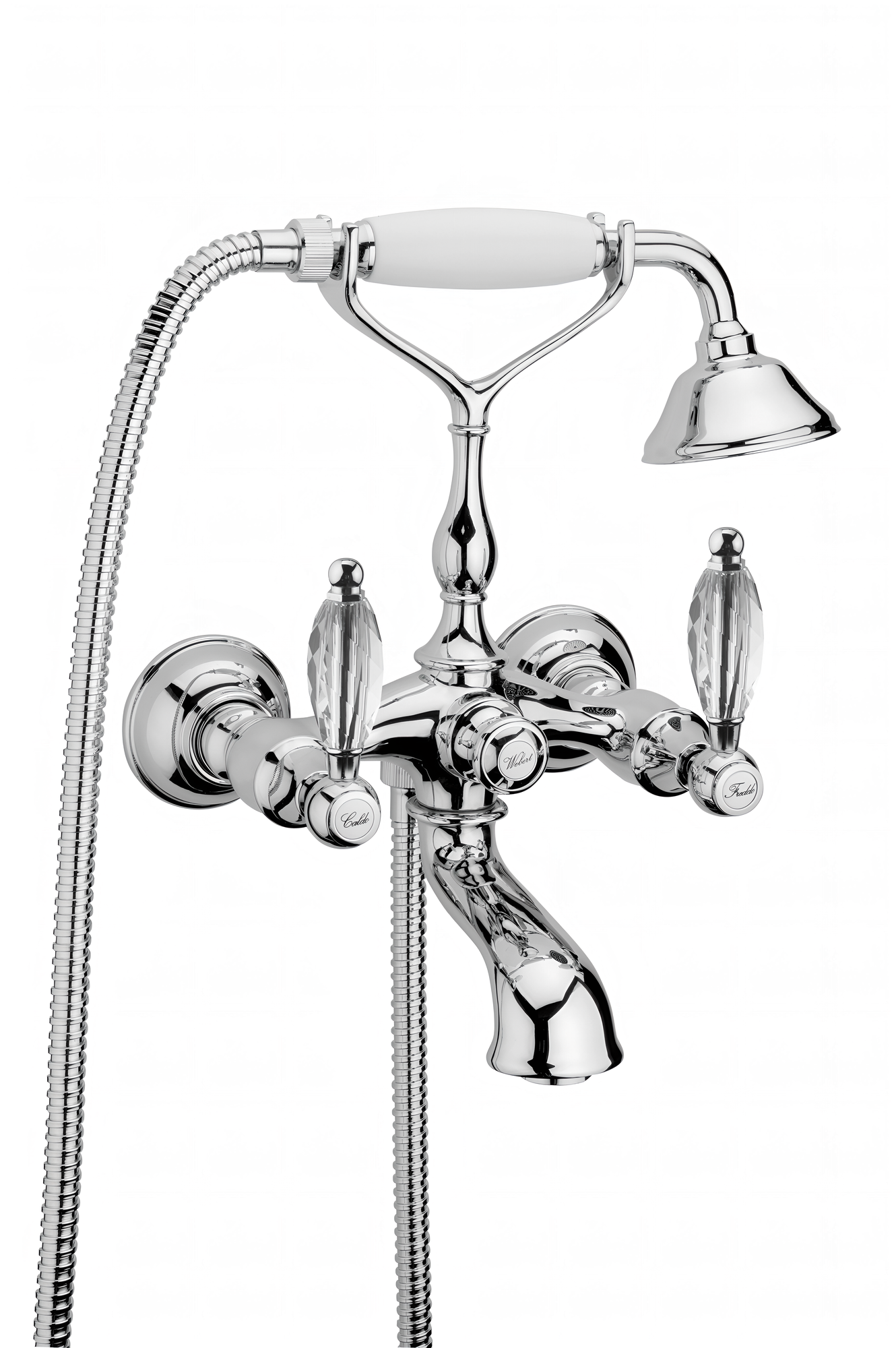 Смеситель для ванны Alexandra AL720201015, латунь, хром, с изливом, ручной лейкой, ручки Swarovski, Webert, Италия