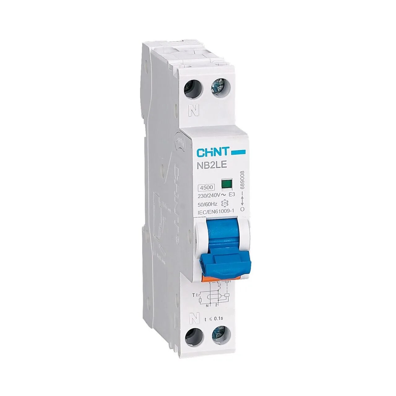 Дифференциальный Автоматический выключатель АВДТ NB2LE 1P+N C6 30мА тип AС 6кА, электронный (18мм) (R), CHINT, 689000