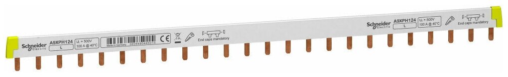 Шина соединительная типа PIN (штырь) 1-но полюсная до 100А на 24 модуля, шаг 18мм, Schneider Electric Acti9