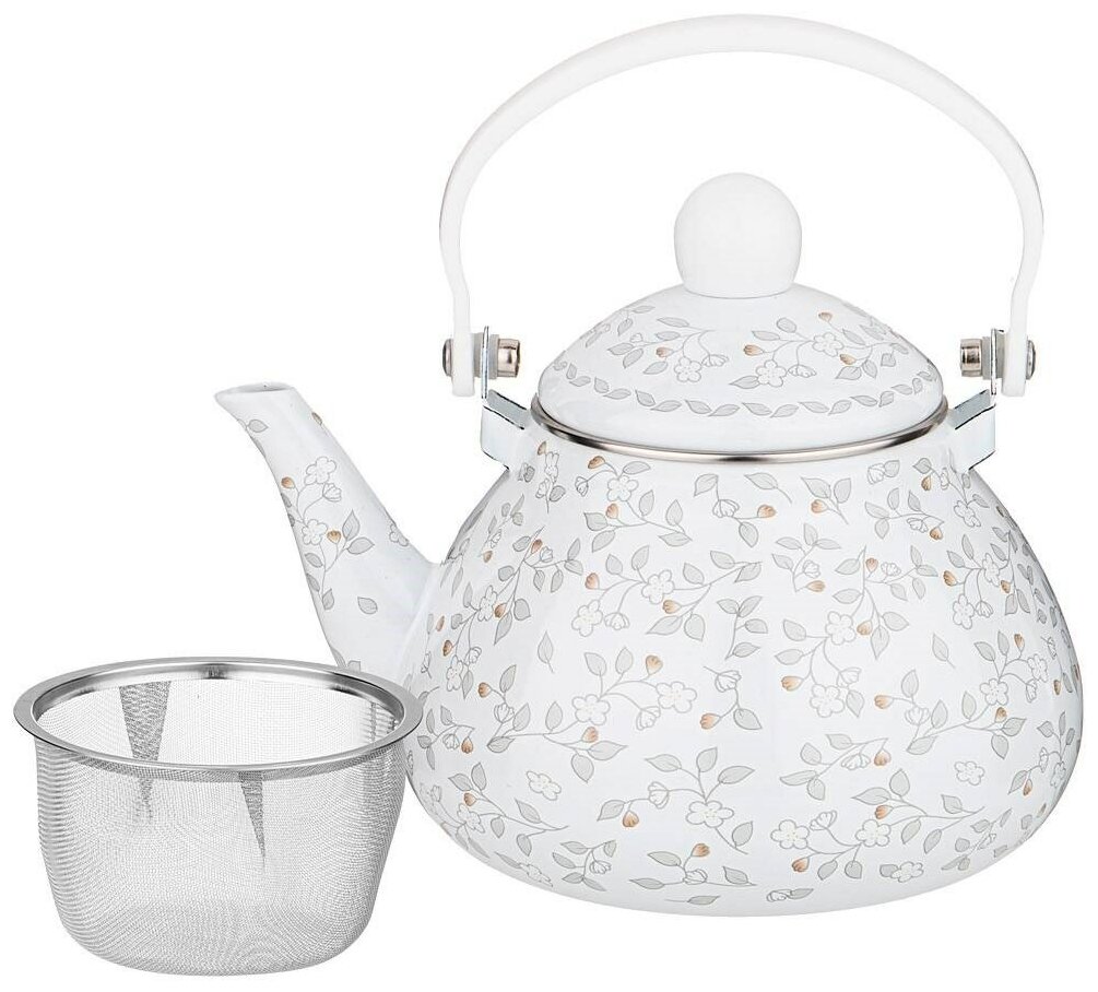 Чайник agness эмалированный со съемным фильтром из нжс, серия "Вивьен" 1,3 л