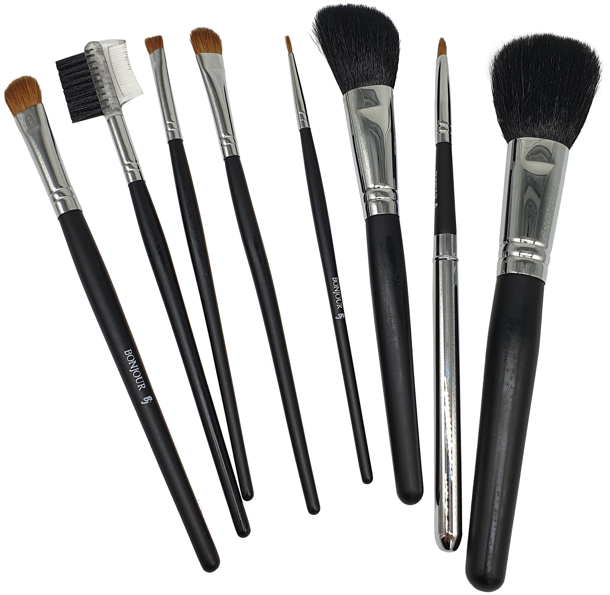 Профессиональный набор кистей для макияжа 8 штук. Кисть для бровей, глаз, пудры, теней, румян, тональной основы. Набор кистей для макияжа.