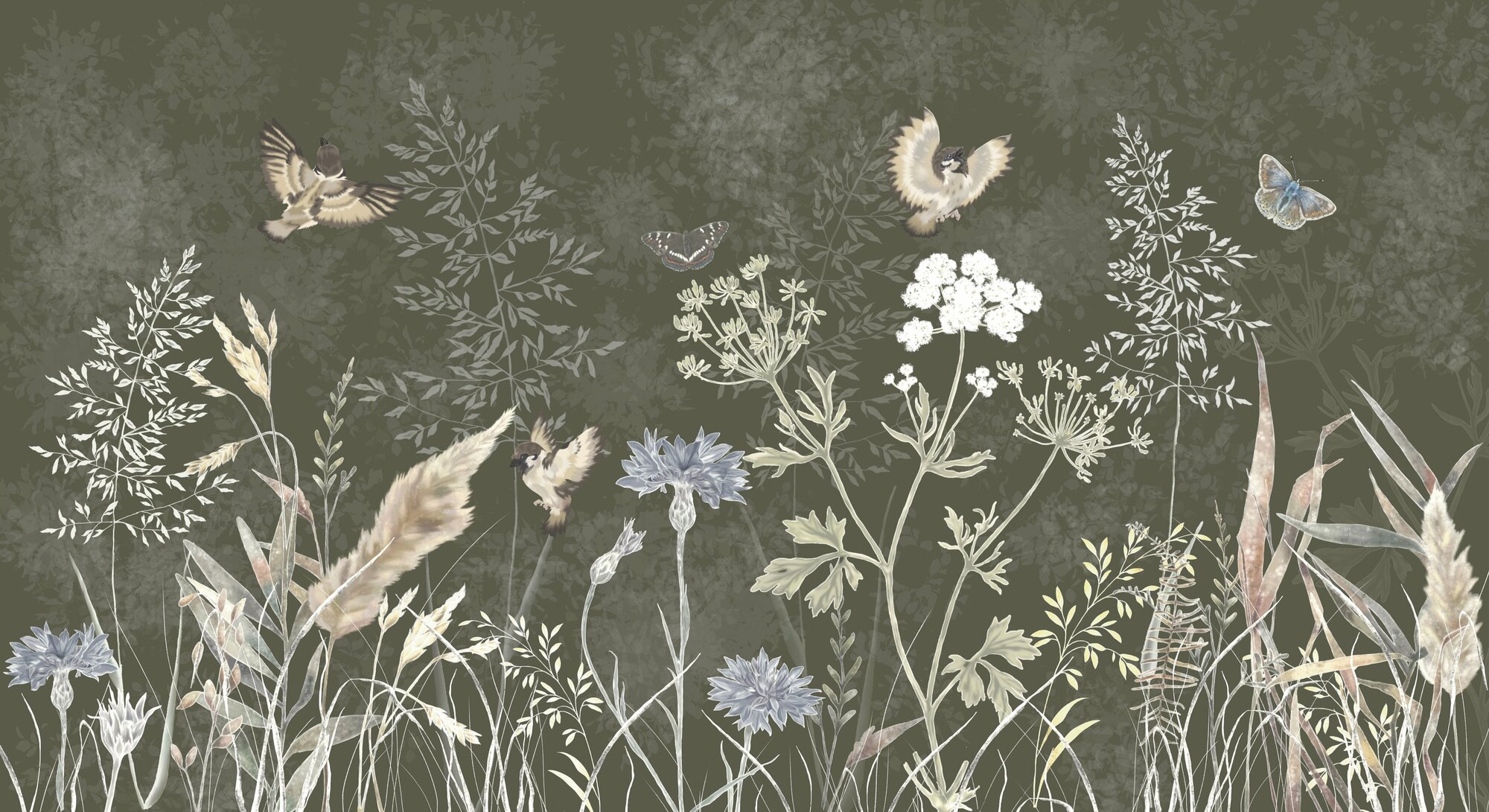 Фотообои Каменный лист Летний Сад темный (в3100 мм х ш3000 мм)