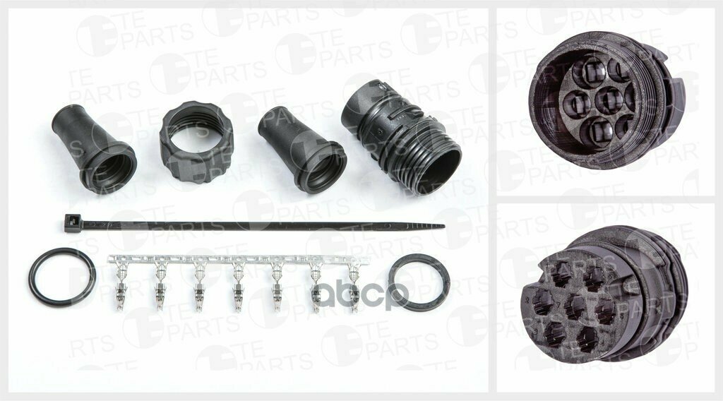 Разъём 7-и контактный (комплектация: 7-pin, 2 кольцевых уплотнения, 2 уплотнения кабеля, фиксирующая TE PARTS арт. 7880001