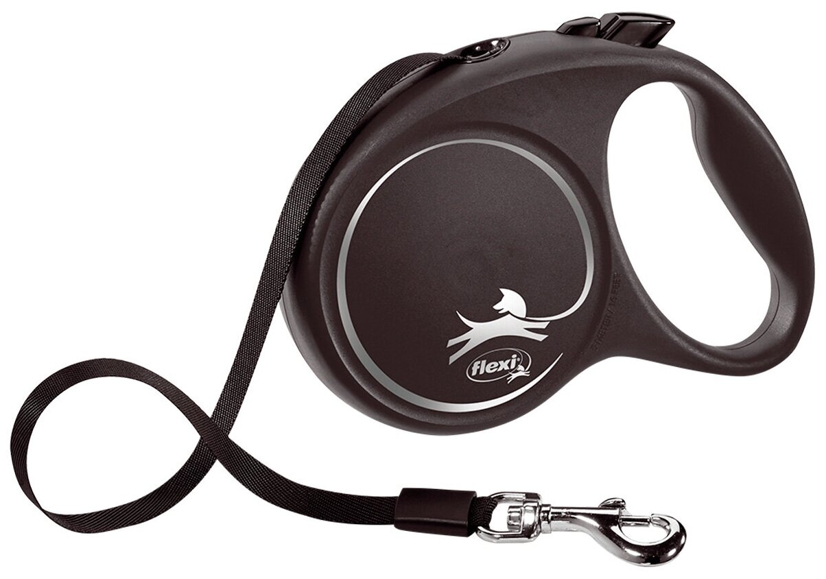 FLEXI BLACK DESIGN TAPE ременной поводок рулетка для животных 5 м размер S серый (1 шт)