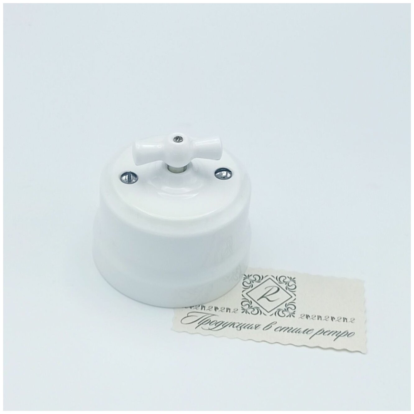 Выключатель в стиле ретро LINDAS Линдас двойной, керамика, цвет БЕЛЫЙ 34110