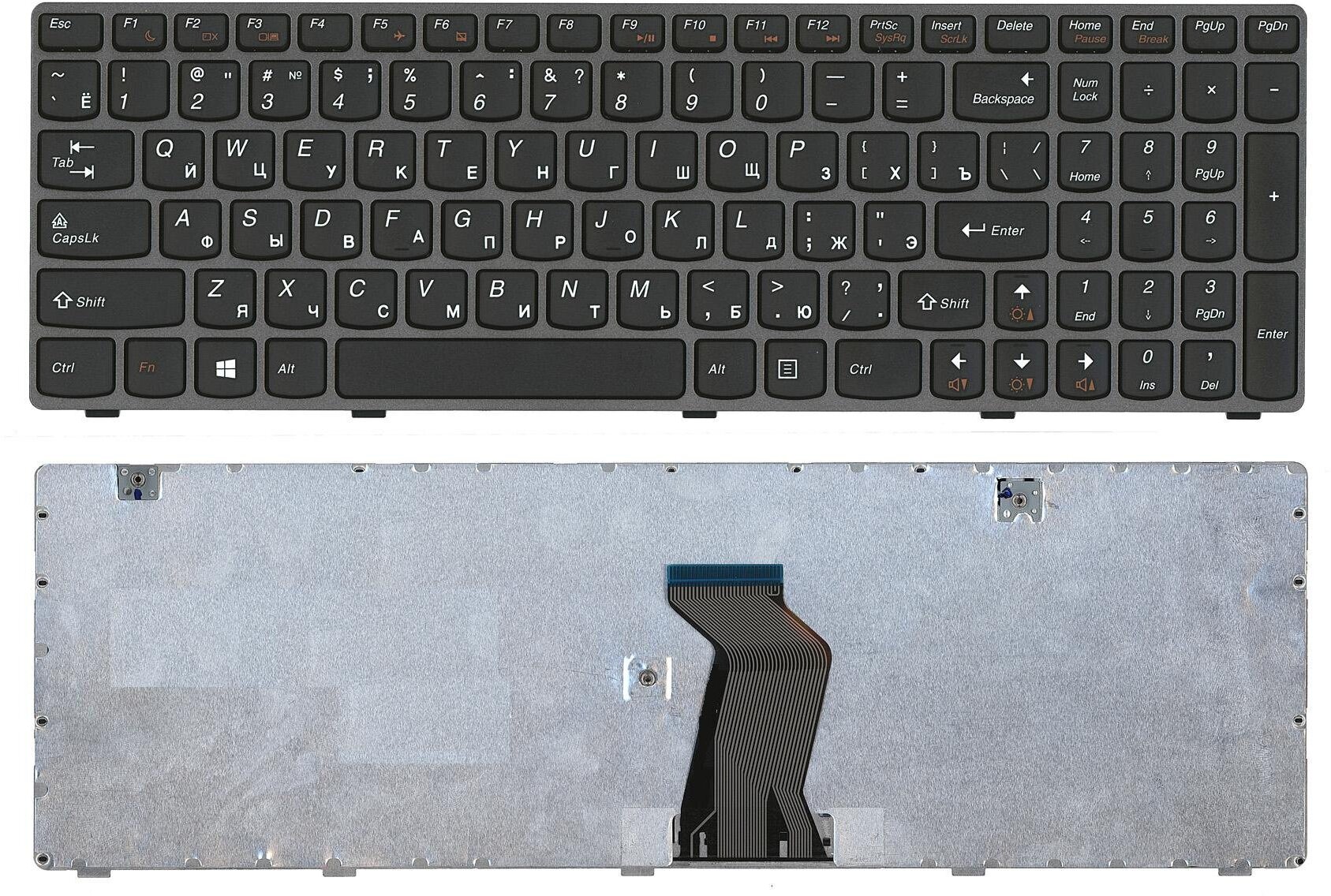 Клавиатура для ноутбука Lenovo G580 G585 G780 Z580 серая рамка p/n: 25-201846