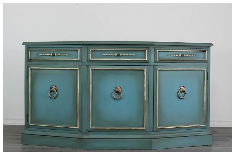 Винтажный бирюзовый комод середины века 46 х 76 х 142 см