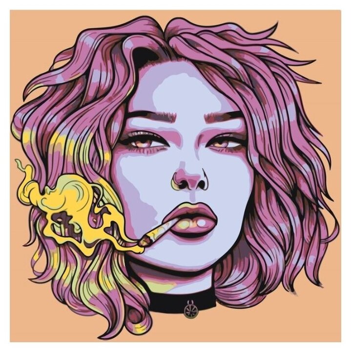 Картина по номерам ЖПН на холсте с подрамником, Раскраска 40х40, Девушка Поп Арт Портрет Женщина Люди