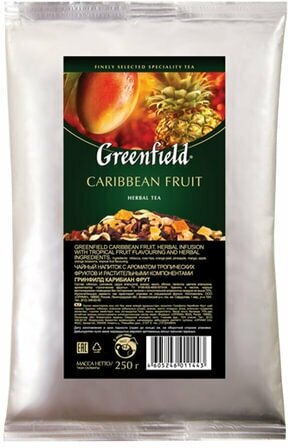 Чай GREENFIELD (Гринфилд) «Caribbean Fruit», фруктовый, манго/ананас, листовой, 250 г, пакет