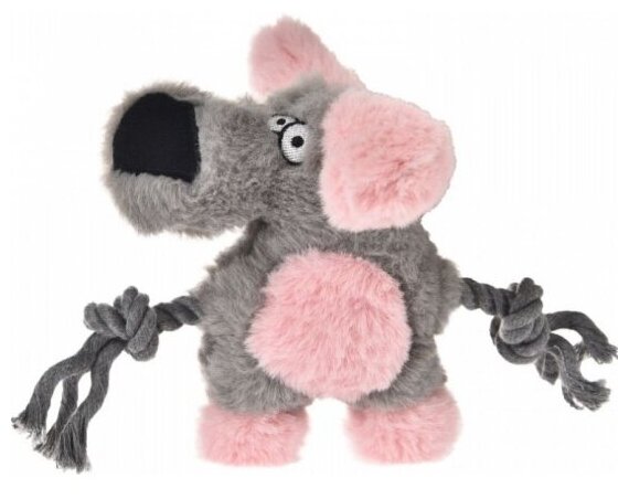 Игрушка для собак Homepet собачка плюш с канатами с пищалкой 22х16 см