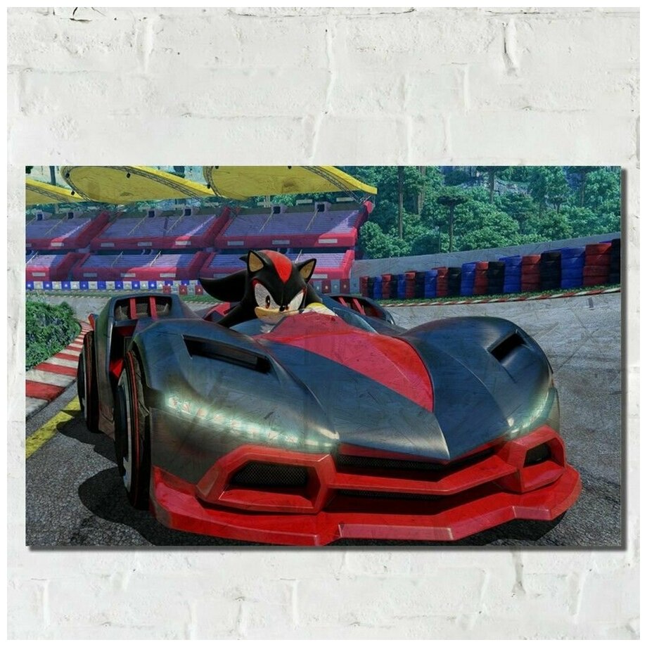 Картина интерьерная на рельефной доске, рисунок ОСП игра Sonic All- 11964