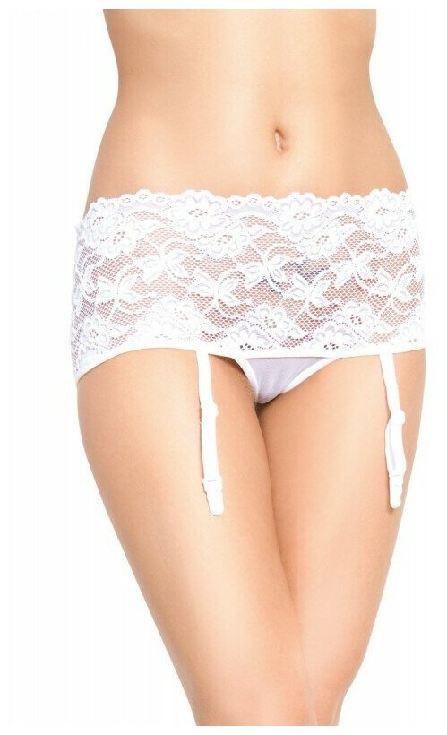 Пояс для чулок и трусики стринги BL3314 Softline, M/L, белый