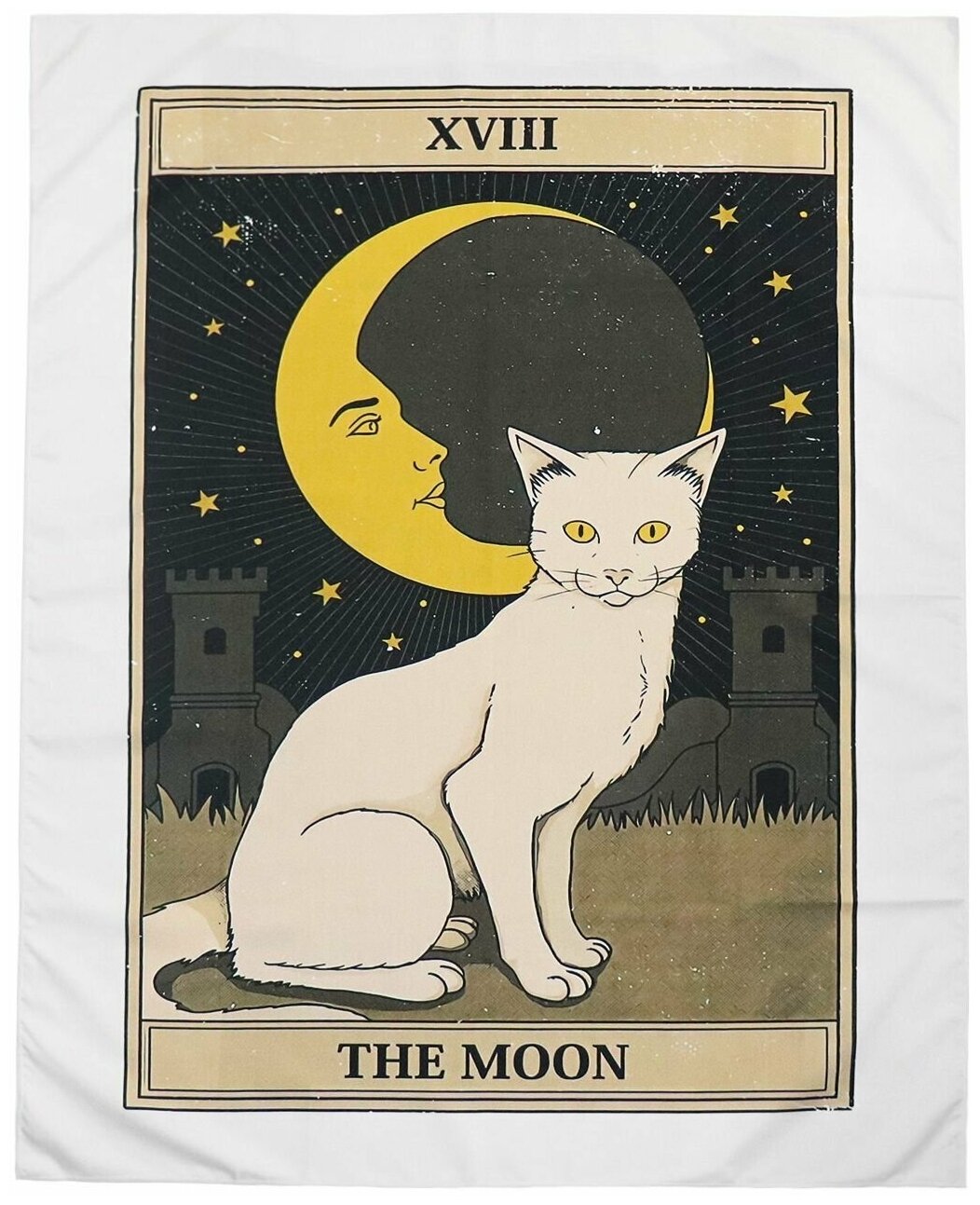 Гобелен настенный SILVARIE "Луна", карта Таро с котом, 95х73 см