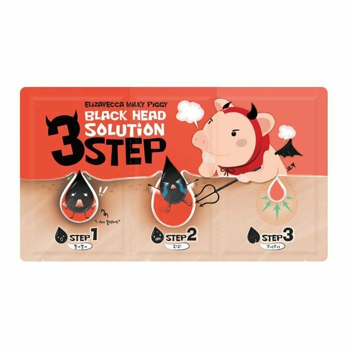 Elizavecca Набор для очищения носа от черных точек Milky Piggy Black Head Solution 3 Step Nose Strip 6гр