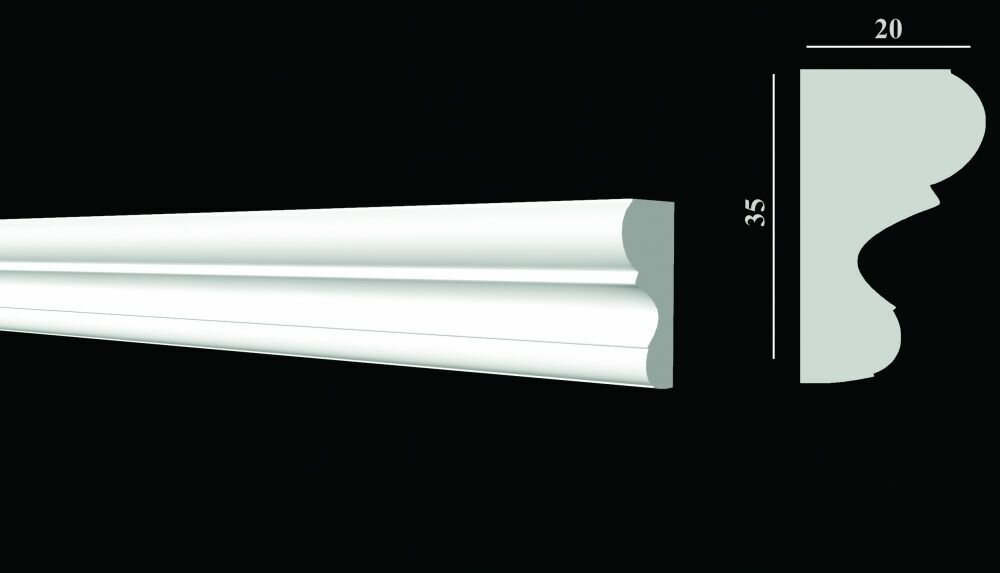 Молдинг Decor-Dizayn DD607 Белая Лепнина Д2000хВ35хТ20 / Декор Дизайн.