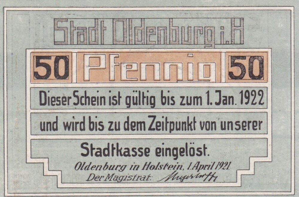 Германия (Веймарская Республика) Ольденбург 50 пфеннигов 1921 г. (Вид 3)