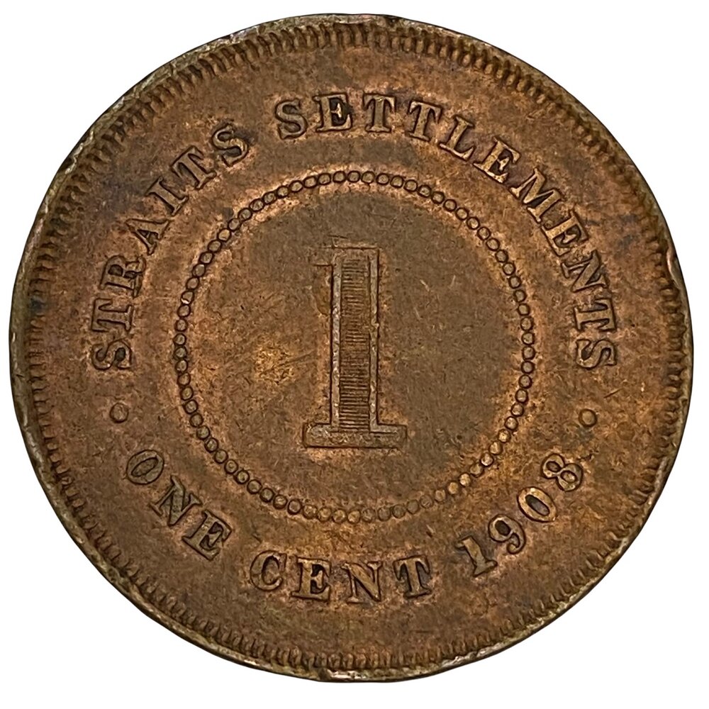 Стрейтс-Сетлментс 1 цент 1908 г.