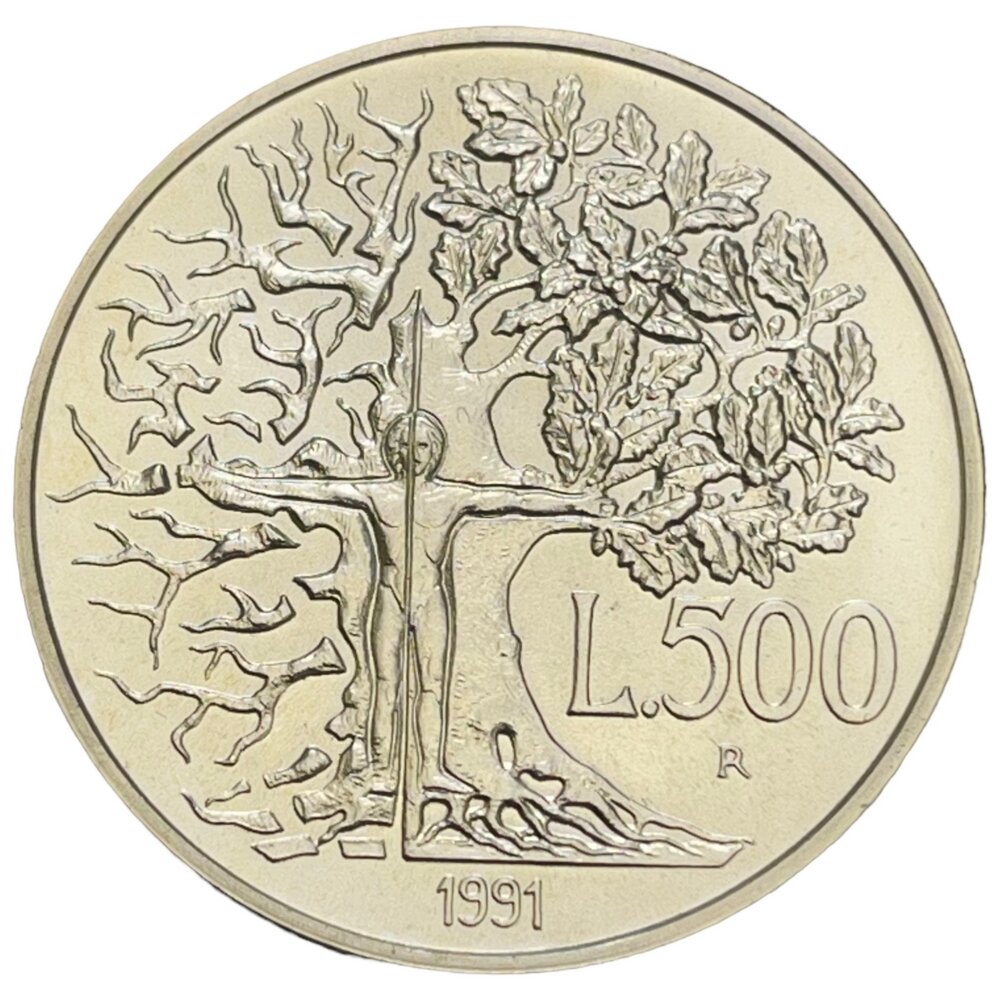 Италия 500 лир 1991 г. (Флора и фауна)