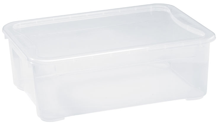 Ящик для хранения Econova / Эконова Кристалл с крышкой, из полипропилена, прозрачный, 400х335х170мм, 18л / органайзер для вещей