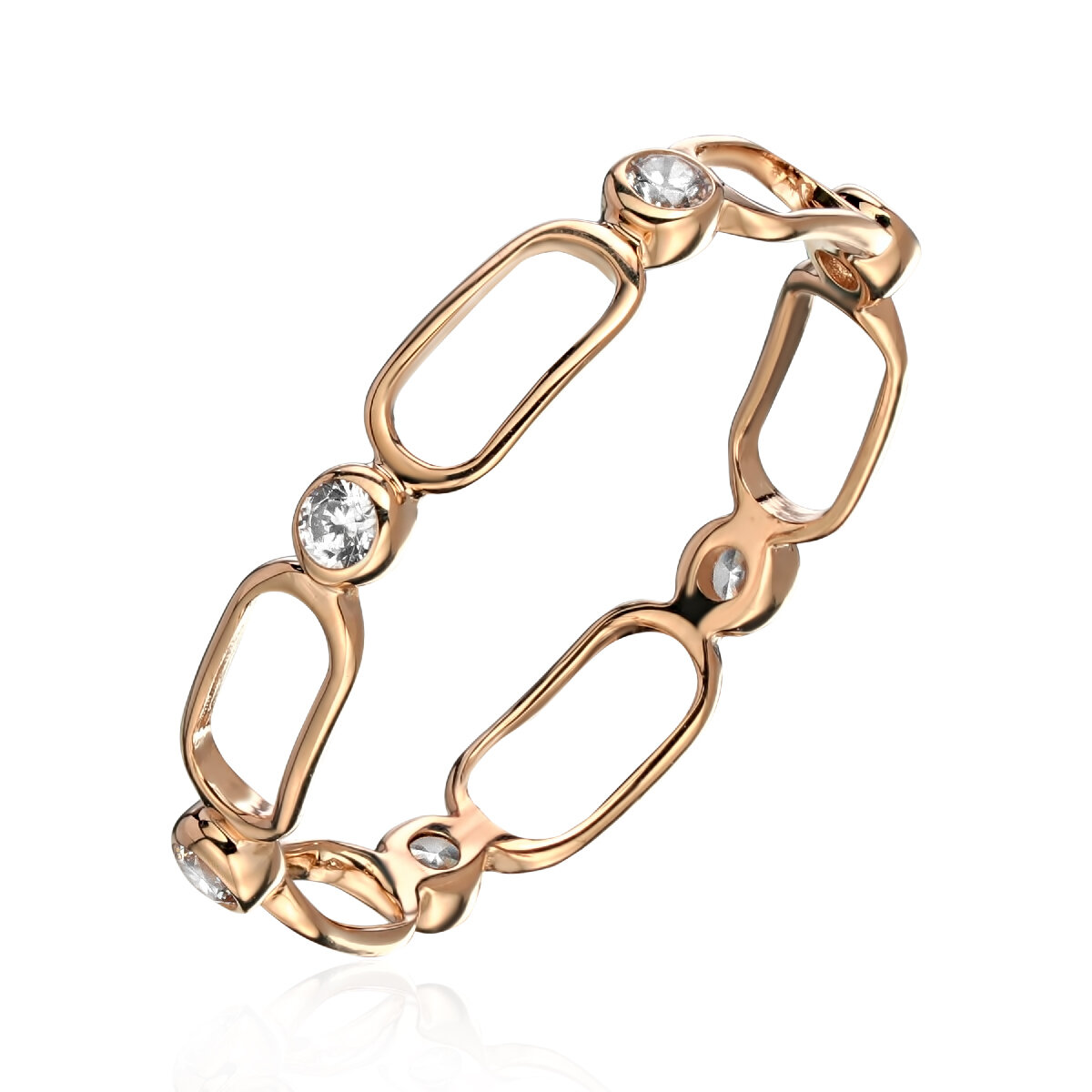 Кольцо, красное золото, 585 проба, фианит