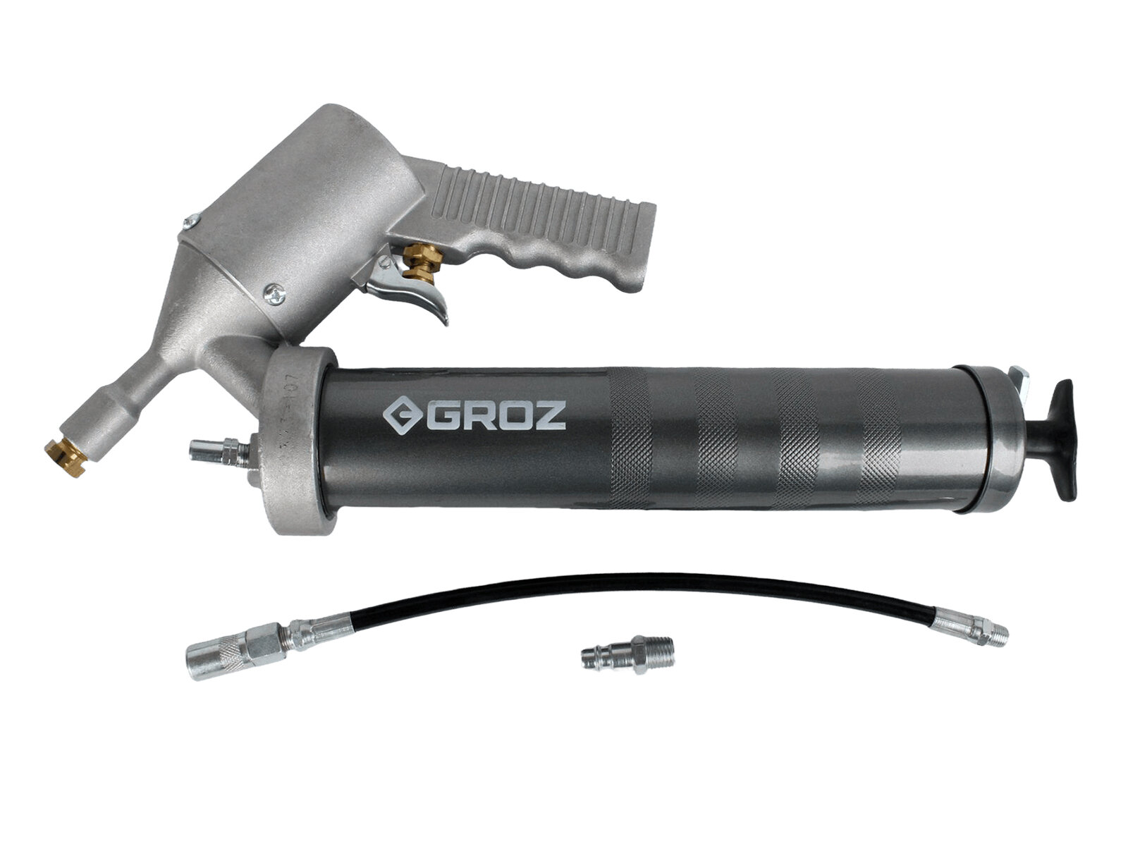Шприц пневматический 500мл, шланг 300мм с удлиненной резьбой 1/8 под картридж 400г GROZ GR43320