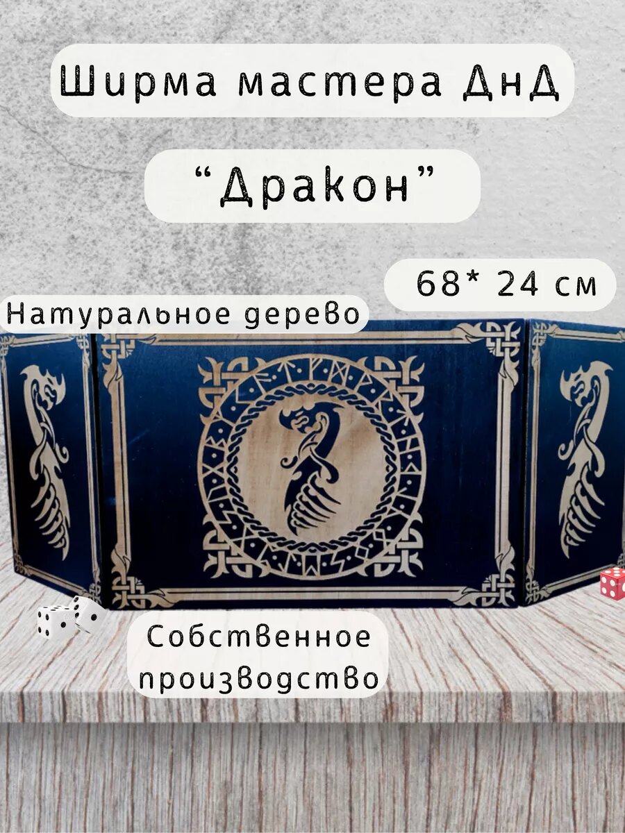Ширма мастера ДнД 3 секции "Дракон", подарок для гм
