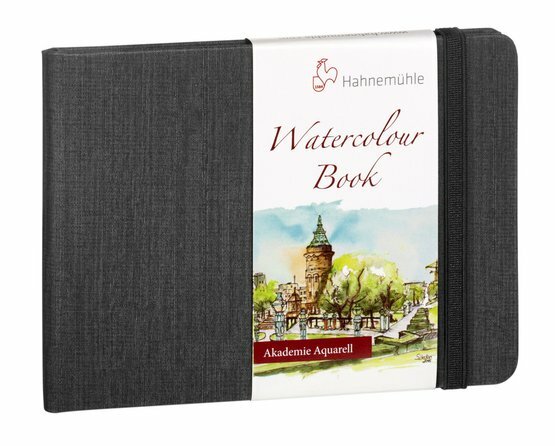 Альбом для акварели Hahnemuhle «Watercolour book», 200 г/м2, A6, 30 л, пейзаж, целлюлоза 100%, среднее зерно, жесткая обложка (ткань) с резинкой