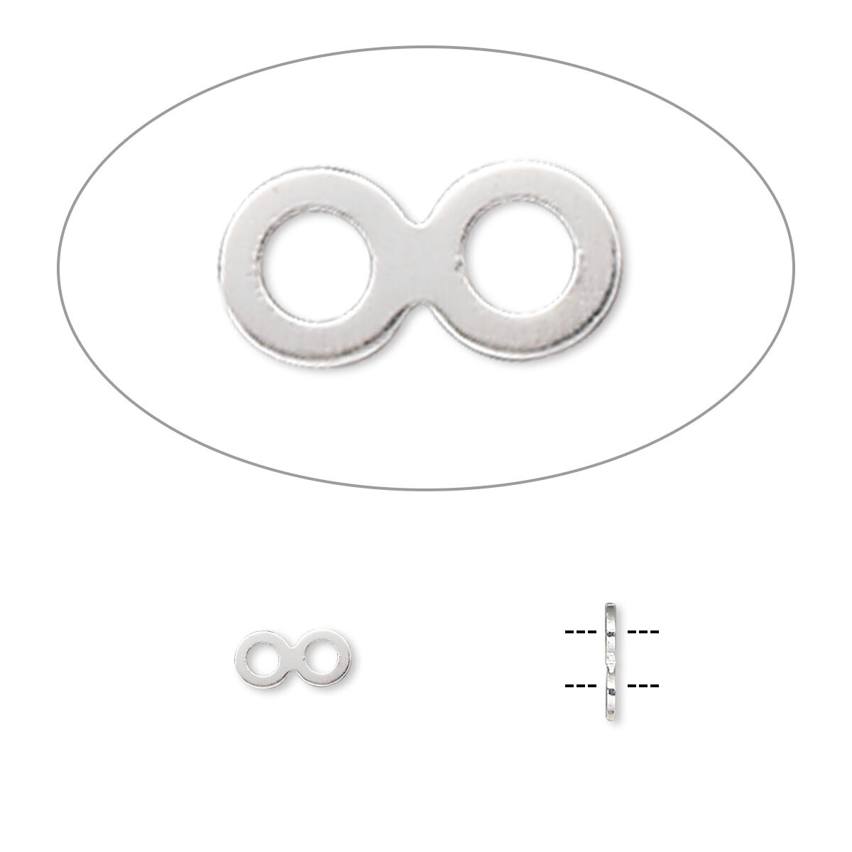 Разделитель, 6х3мм, лакончиный, на 2 отверстия, базовый материал - латунь, посеребренный, 20 шт.