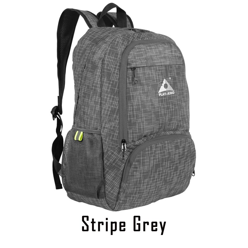 PLAY-KING складной непромокаемый рюкзак из нейлона Серый, Stripe grey small