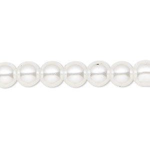 Бусина стеклянная, 8-9мм, жемчуг искусственный, белый, 50 шт, низка