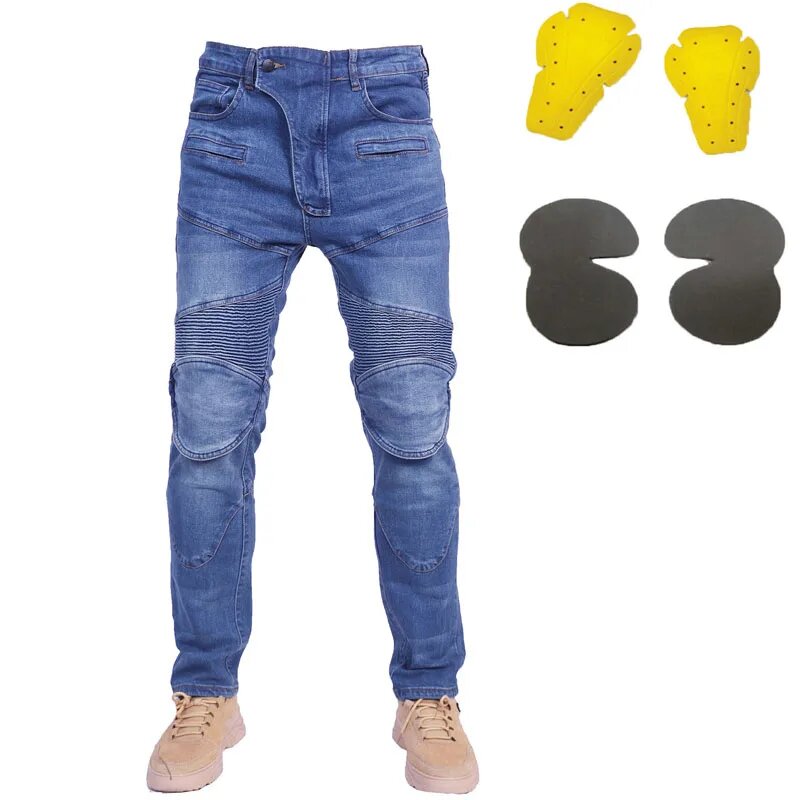 Мужская коллекция джинсов Классические джинсы UGB06 PK718 PK719 Мотоциклетные брюки на молнии Pantalones Motocicleta Hombre Джинсы с перьями Шестерни Синий, L, Basic B blue