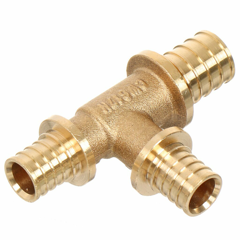 Тройник резьбовой латунный d20х16х16 мм РосТурПласт, фитинг для водопровода, Россия