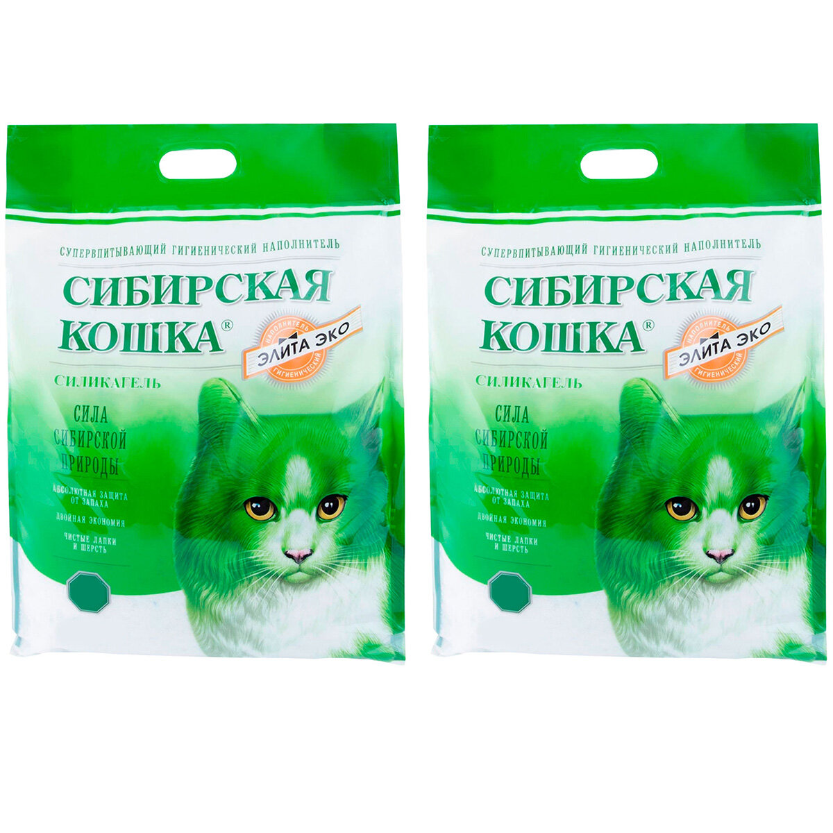 Сибирская кошка элитный ЭКО наполнитель силикагелевый для туалета кошек (8 + 8 л)