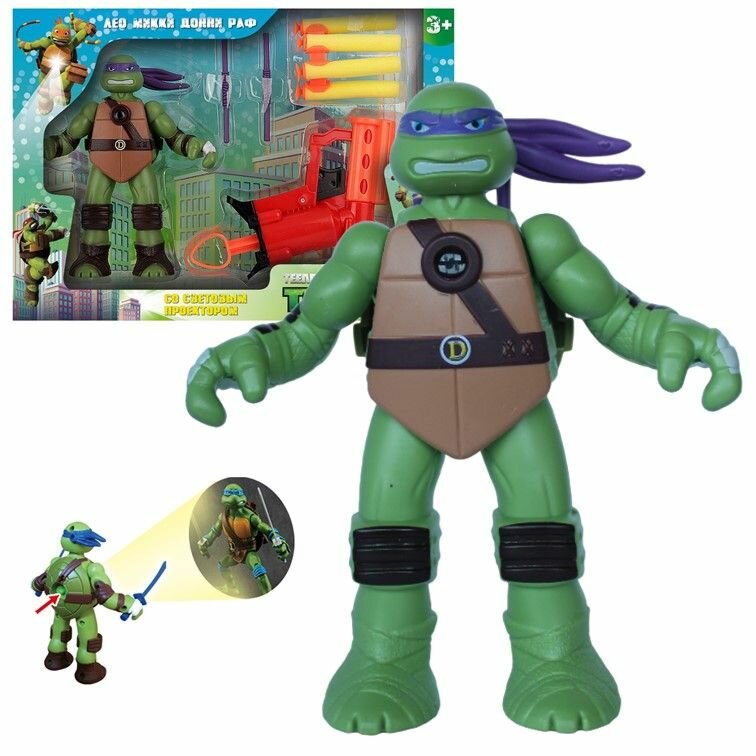 Фигурка игрушка для мальчика Turtles с бластером, фигурка Черепашки-ниндзя 14 см. Донателло фиолетовый