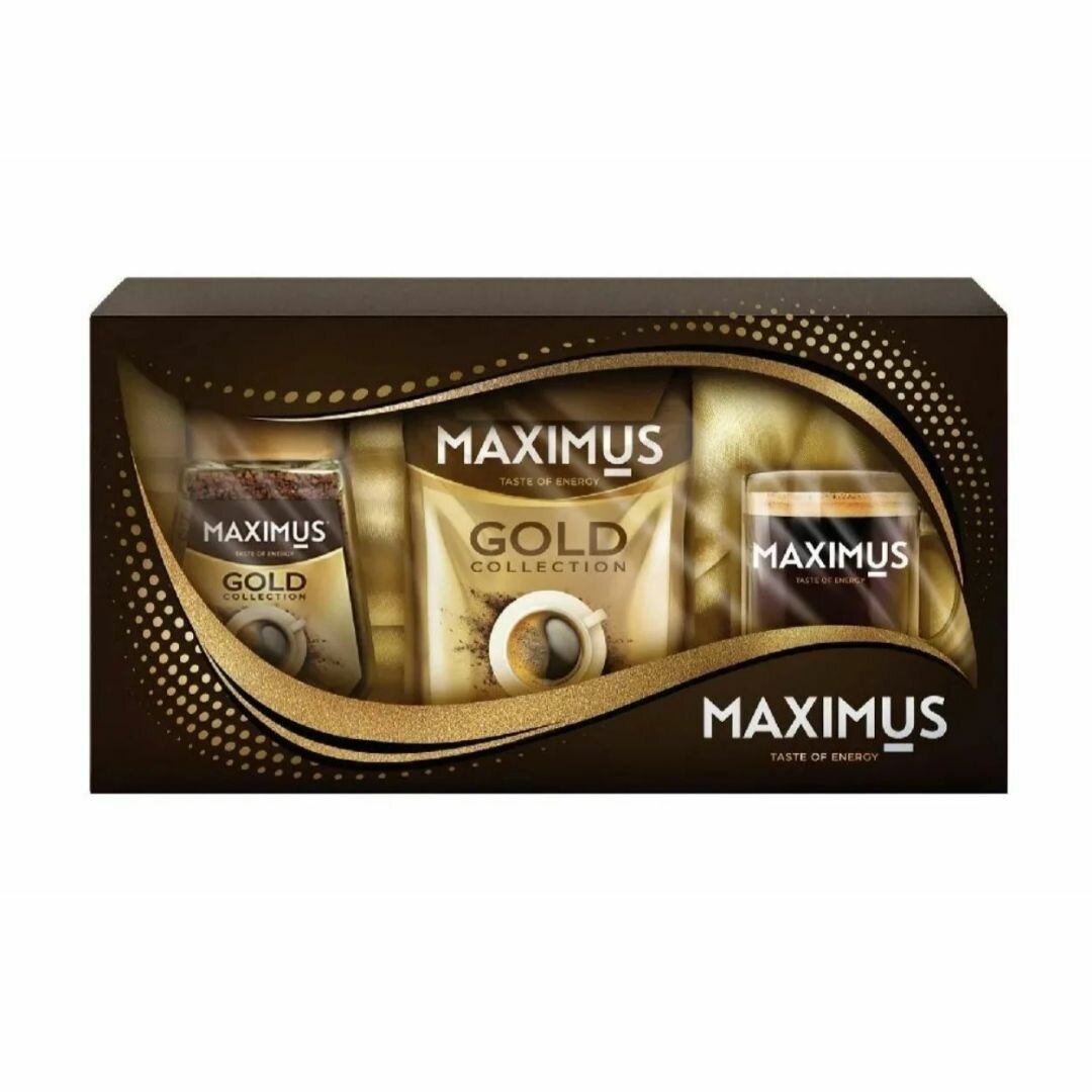 Кофе подарочный набор "MAXIMUS" растворимый сублимированный с кружкой, Максимус набор, 1 пакет + 1 банка + кружка
