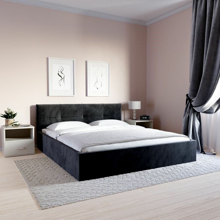 Кровать с подъемным механизмом NS Optima Lait черный велюр, 180х190, без ножек