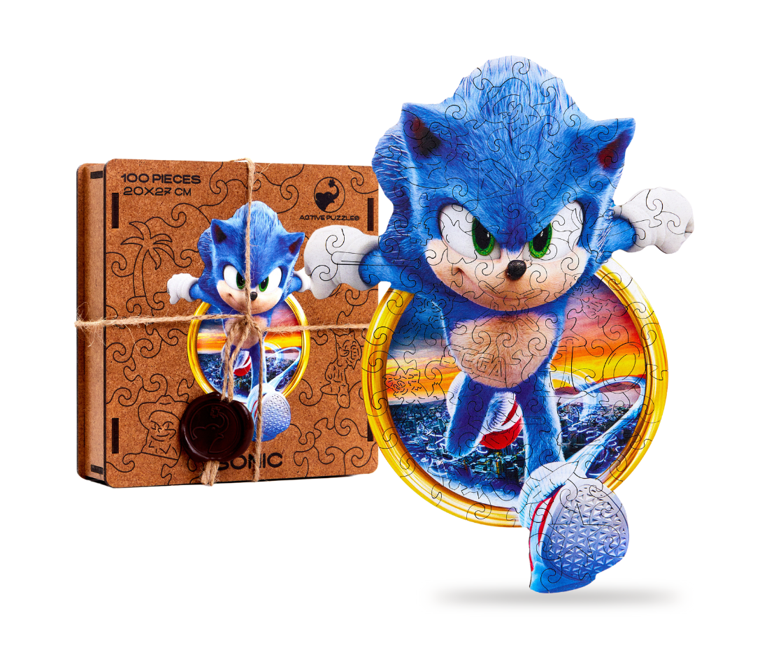 Пазл "Ежик Соник", деревянный, контурный, 100 деталей, в подарочной упаковке