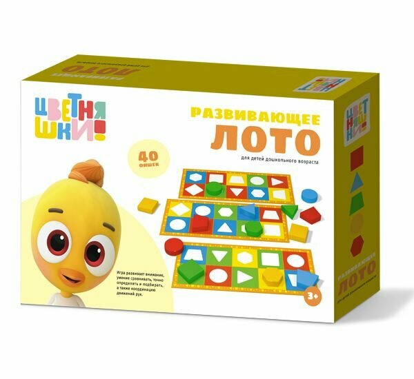 Лото Развивающее Цветняшки (40 фишек, 4 карточки, пластик, от 3 лет) 00924, (Стеллар)
