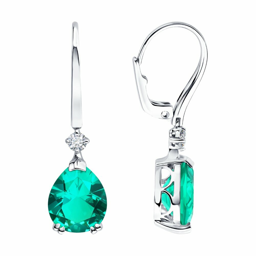 Серьги, белое золото, 585 проба