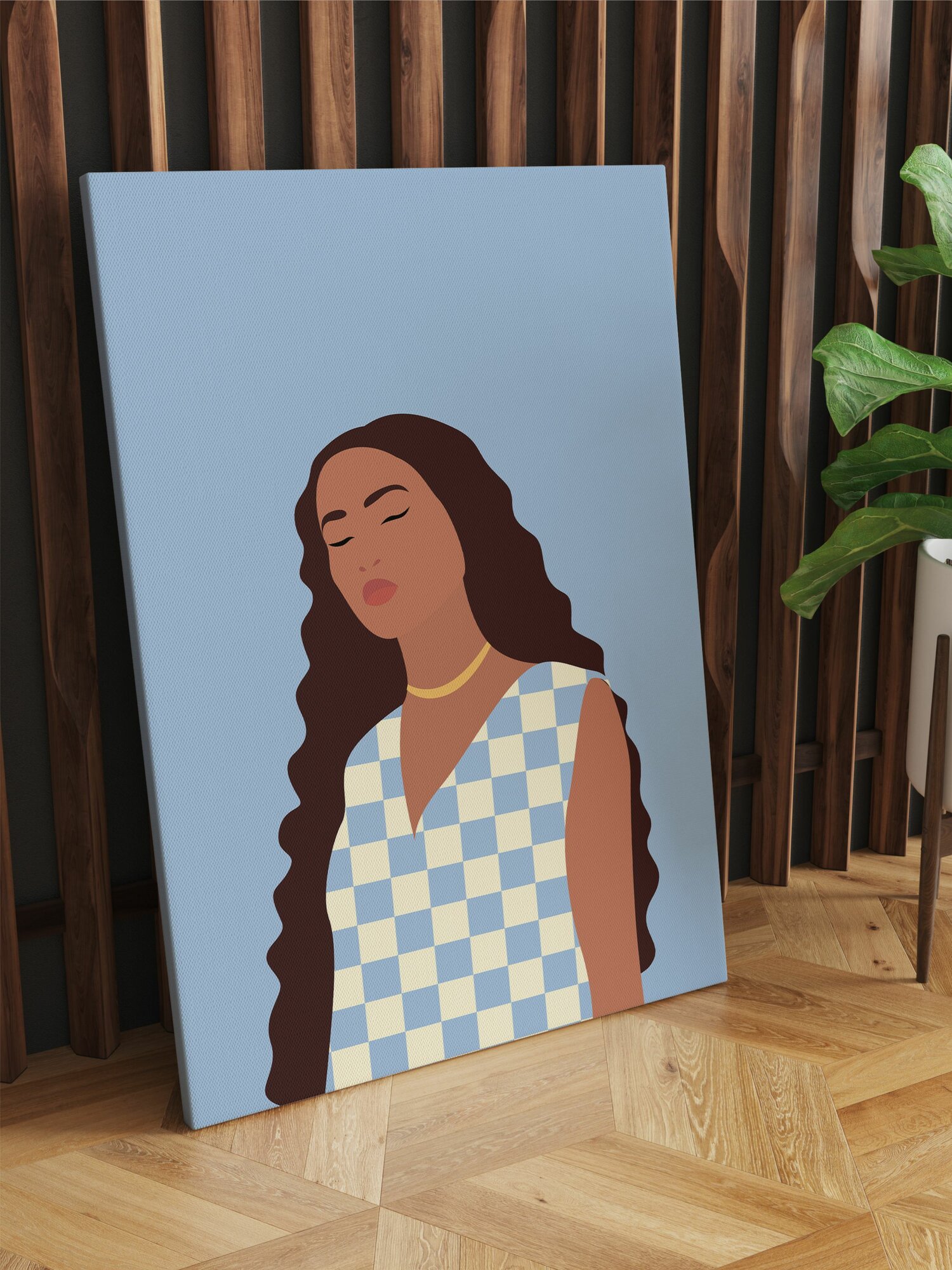 Картина Art IrbisPrint Портрет девушки в стиле минимализм 50х70 см натуральный холст на подрамнике 20 мм из натуральной сосны