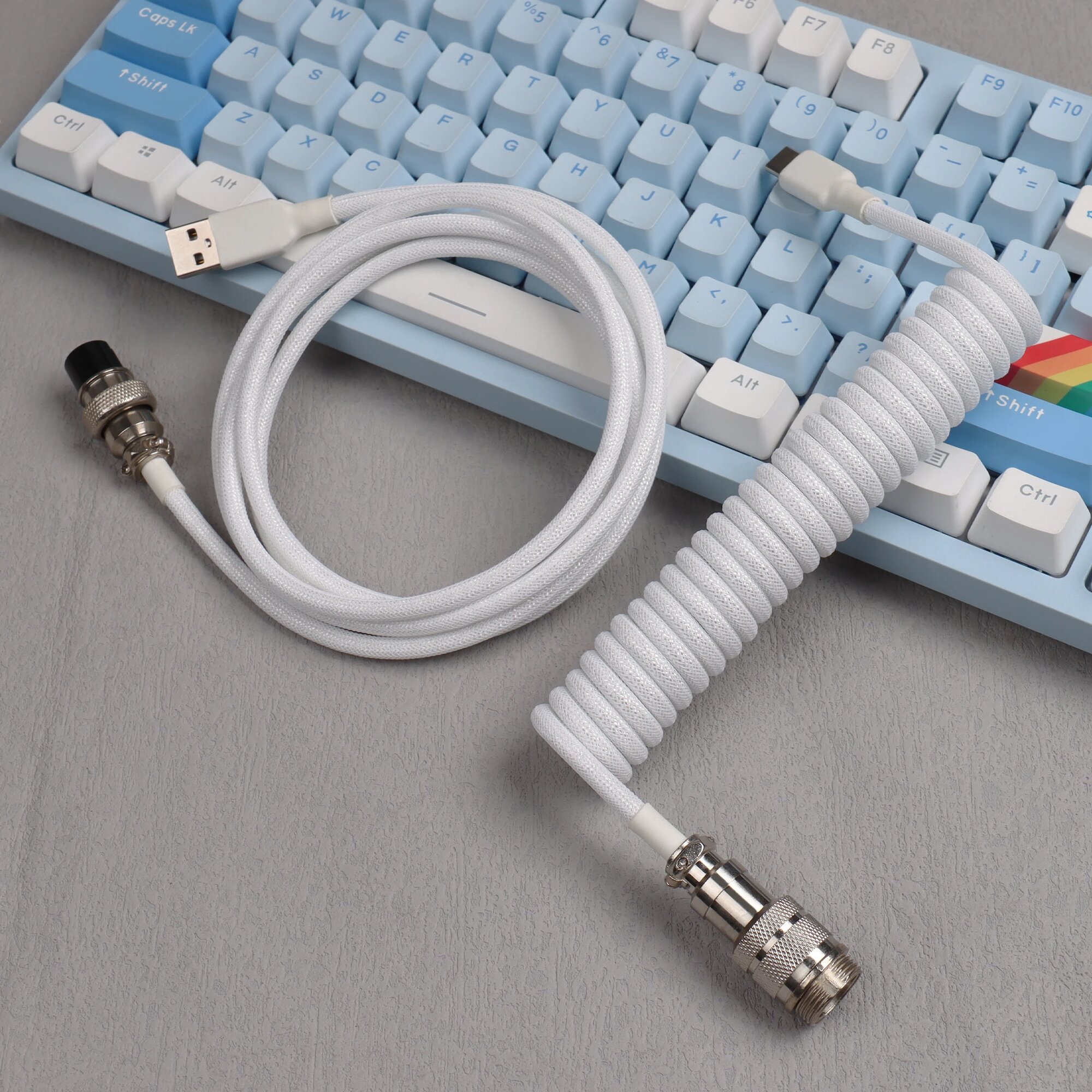 LANO Механико спиральный кабель USB C GX16, белый