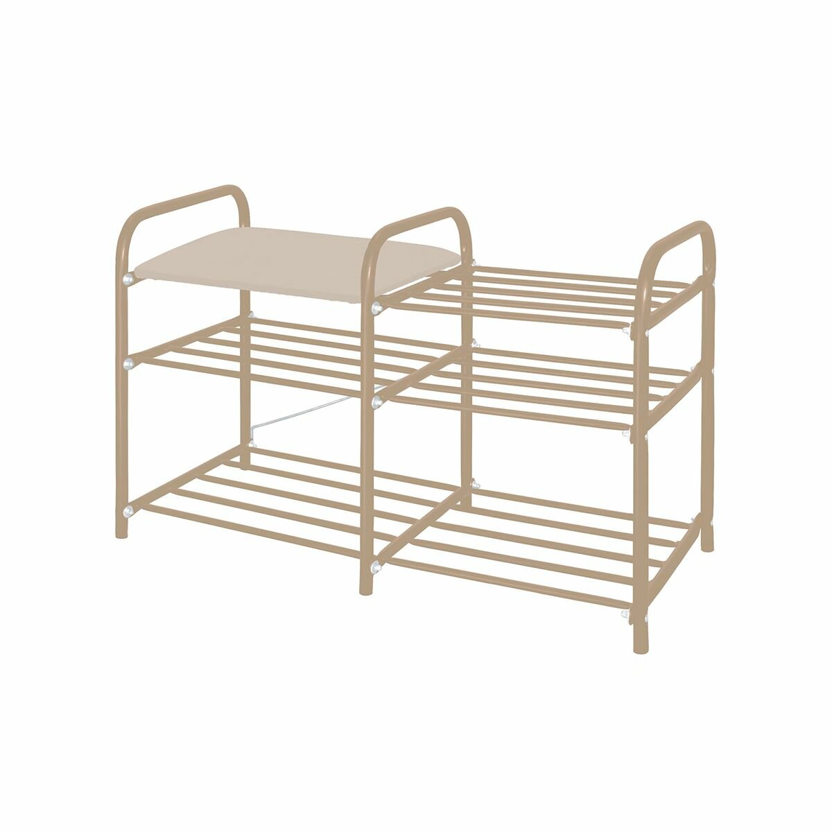 Этажерка для обуви Ника Люкс 3-1, 3 полки, 79 x 50 x 33 см, слоновая кость/бежевый металлик