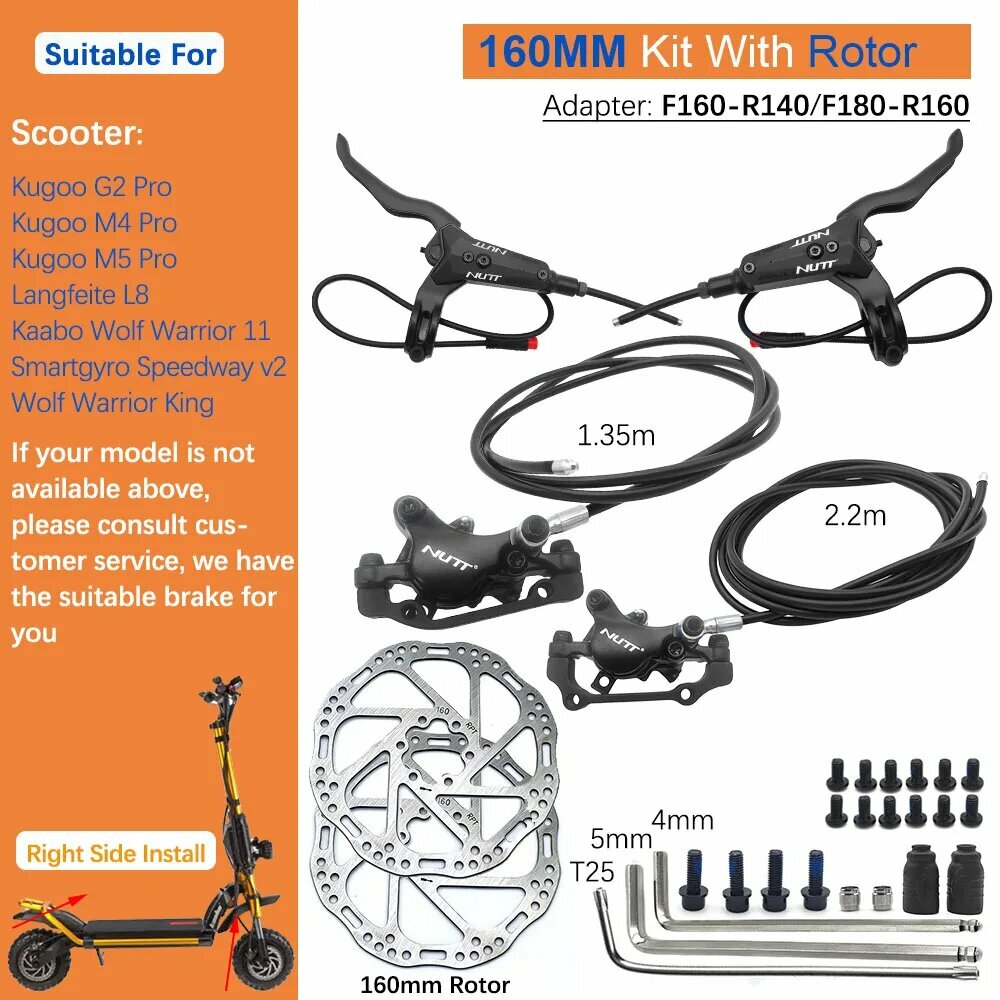 NUTT A5-D электрический скутер, дисковый тормоз E, гидравлическая колодка с 140 160 дюйма, для KUGOO M4 Pro M5 G2 Wolf Warrior Smartgyro